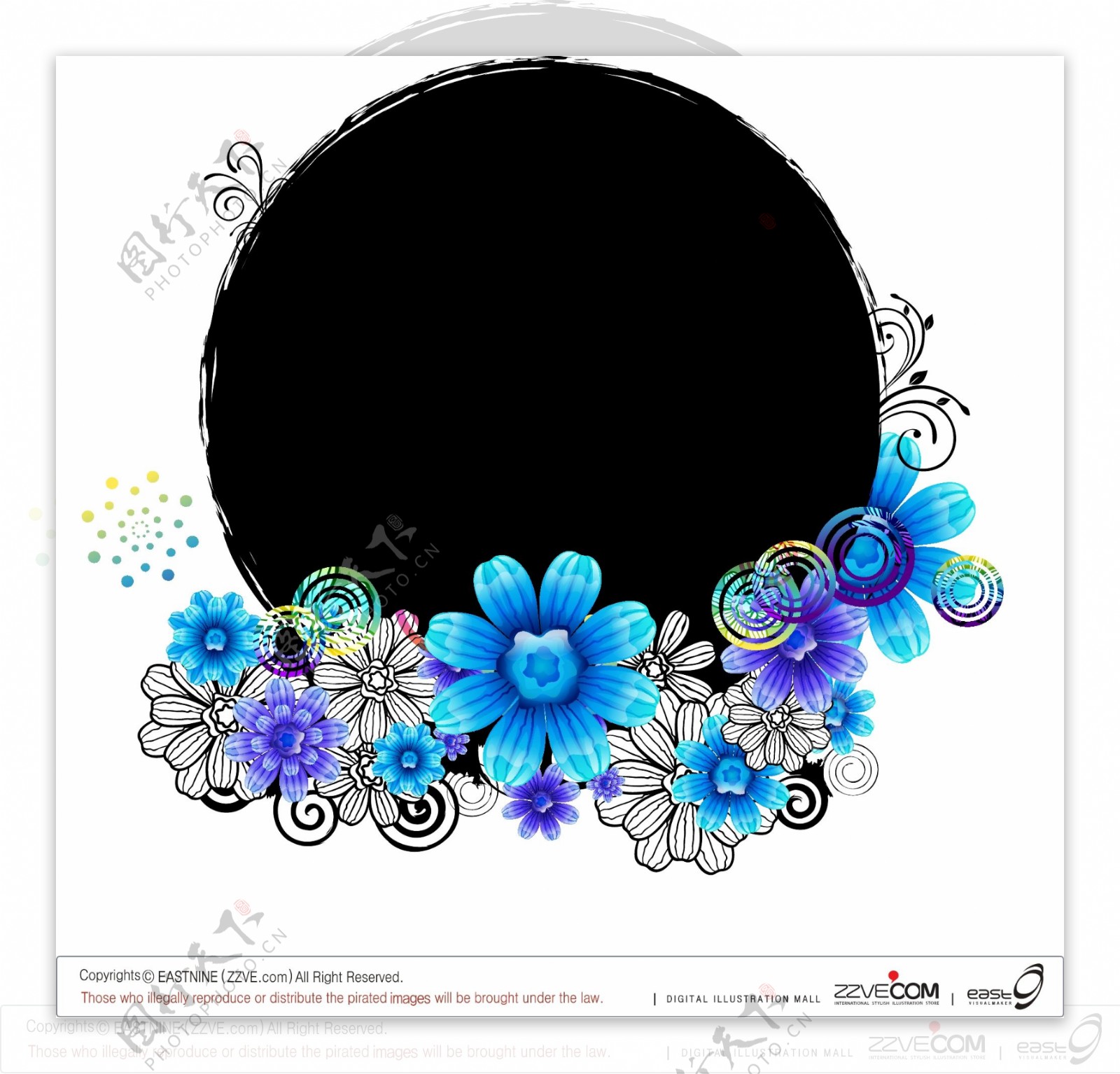 蓝色小花花边边框图片素材-编号04684481-图行天下