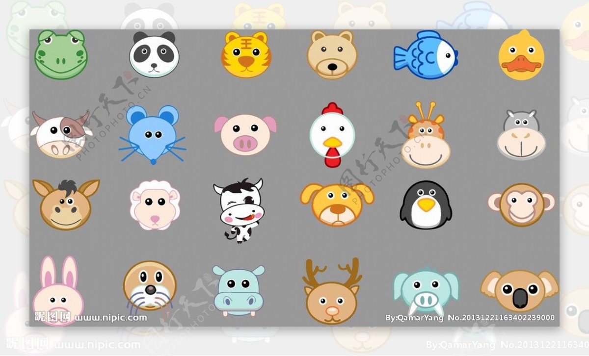 卡通动物头像图片素材-编号08003341-图行天下
