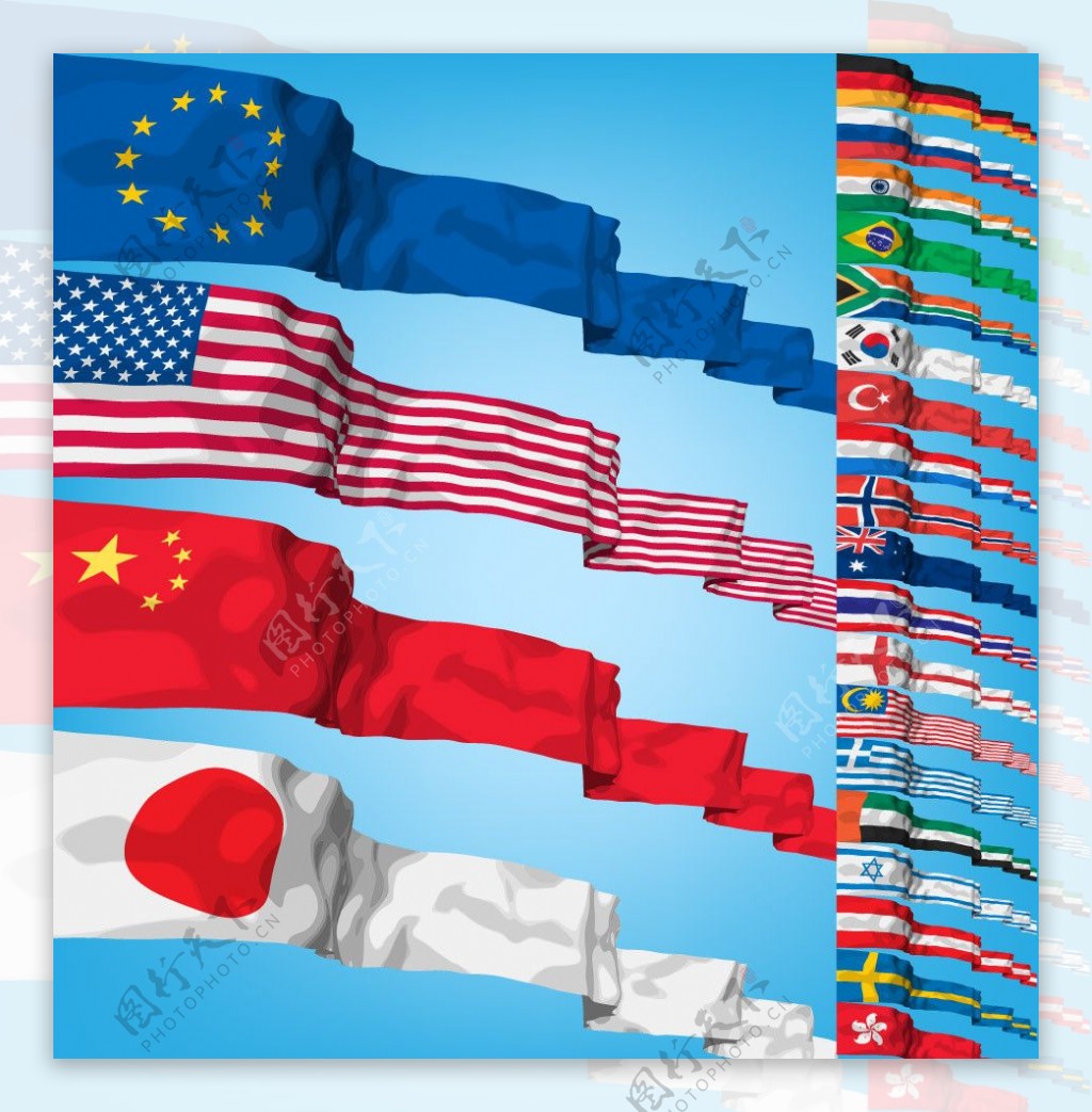动感飘扬的世界各国国旗图片素材-编号09476901-图行天下