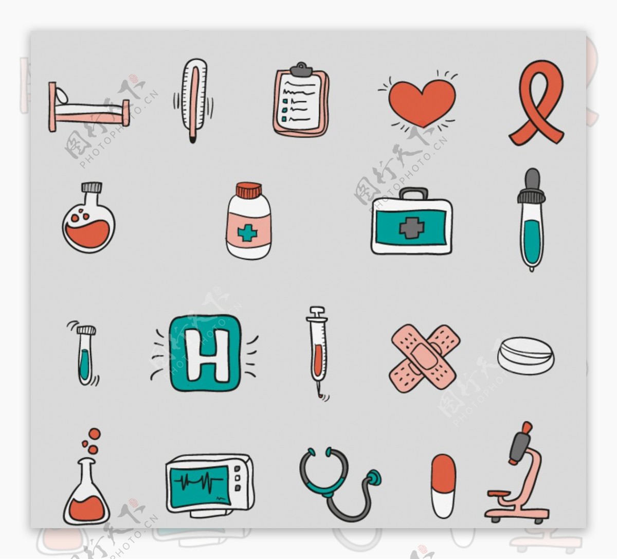 卡通医疗元素图标矢量图片素材-编号23752671-图行天下