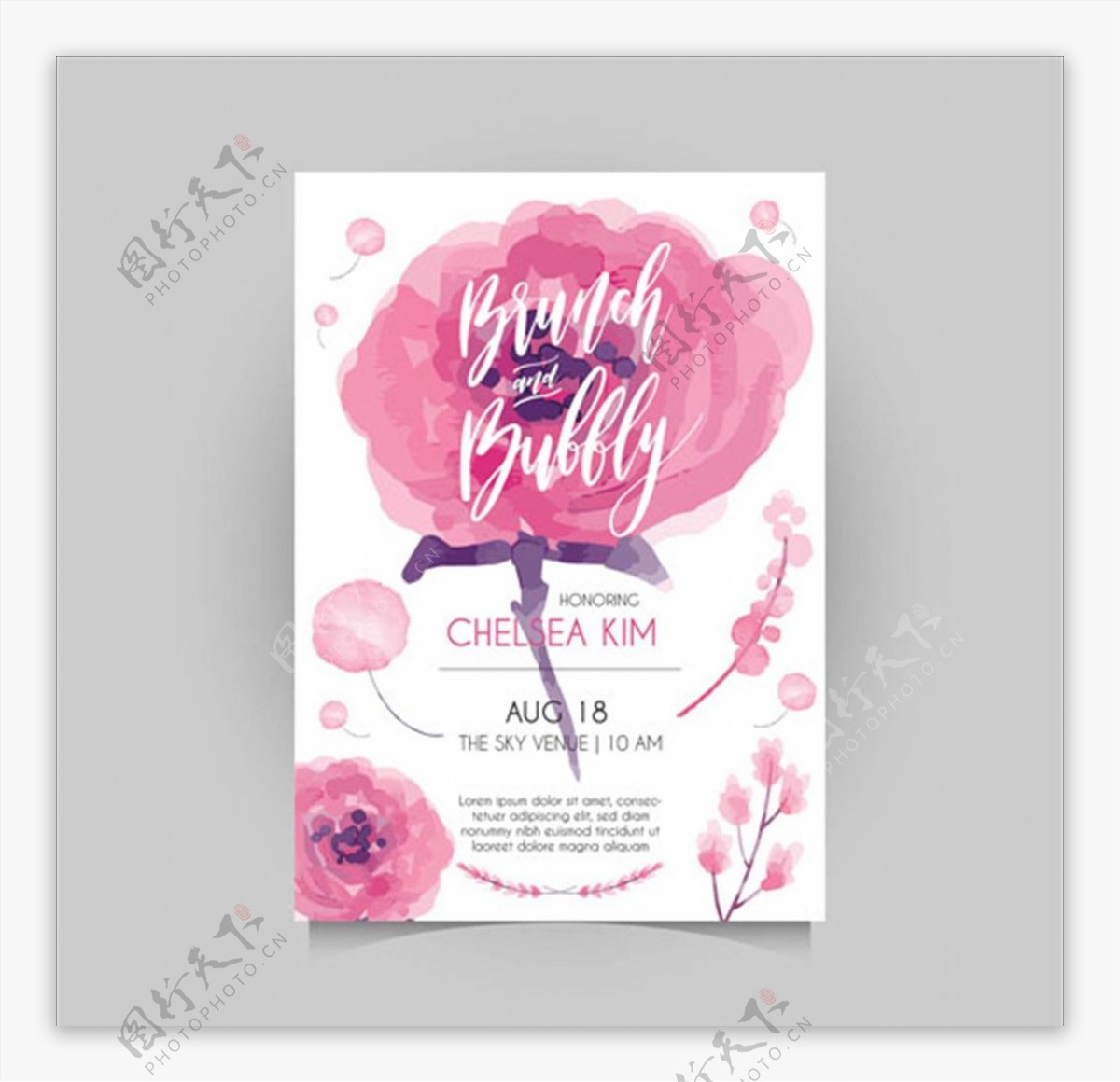 手绘水彩花卉婚礼邀请卡图片素材-编号24065001-图行天下