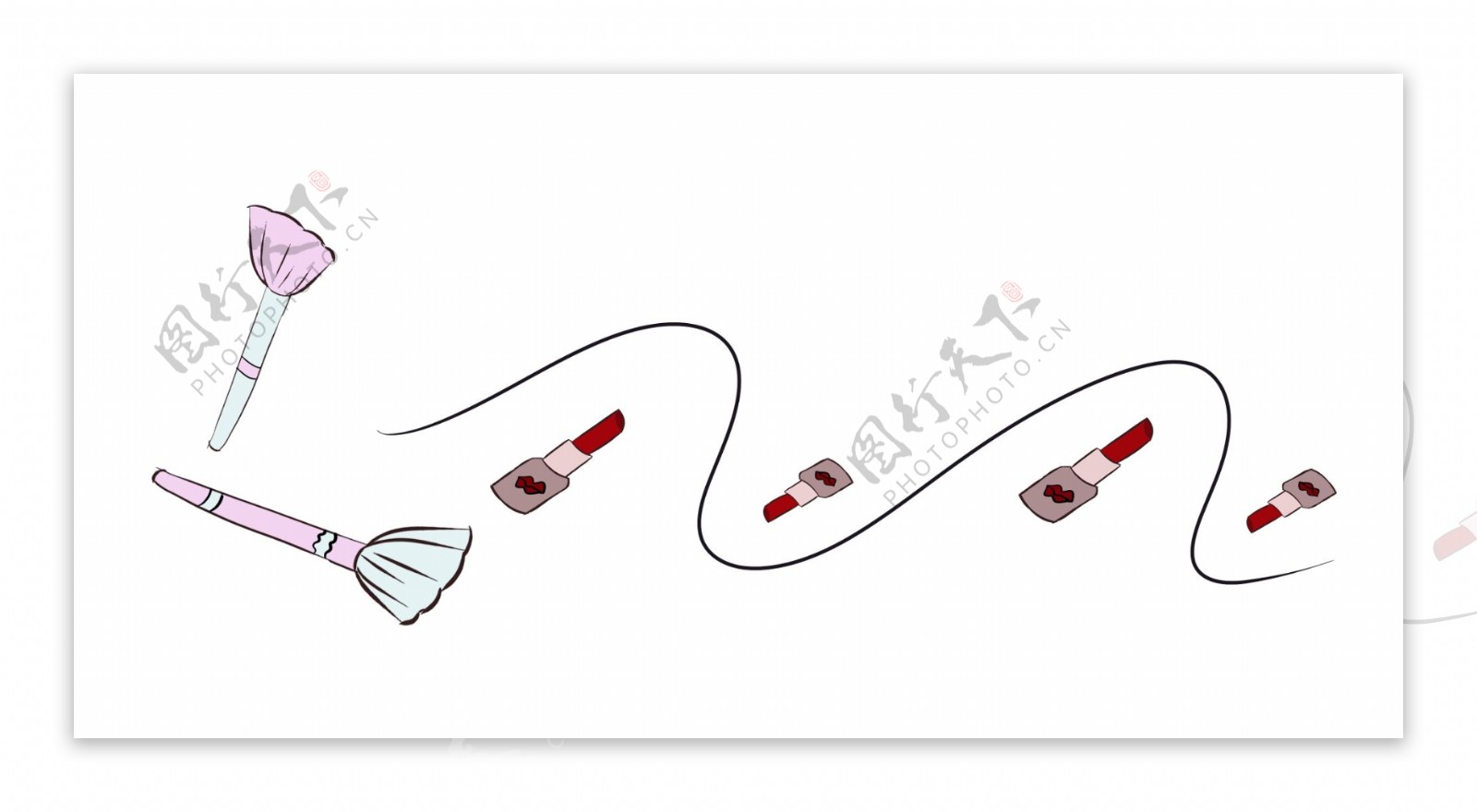 化妆刷分割线插画图片素材-编号32452001-图行天下