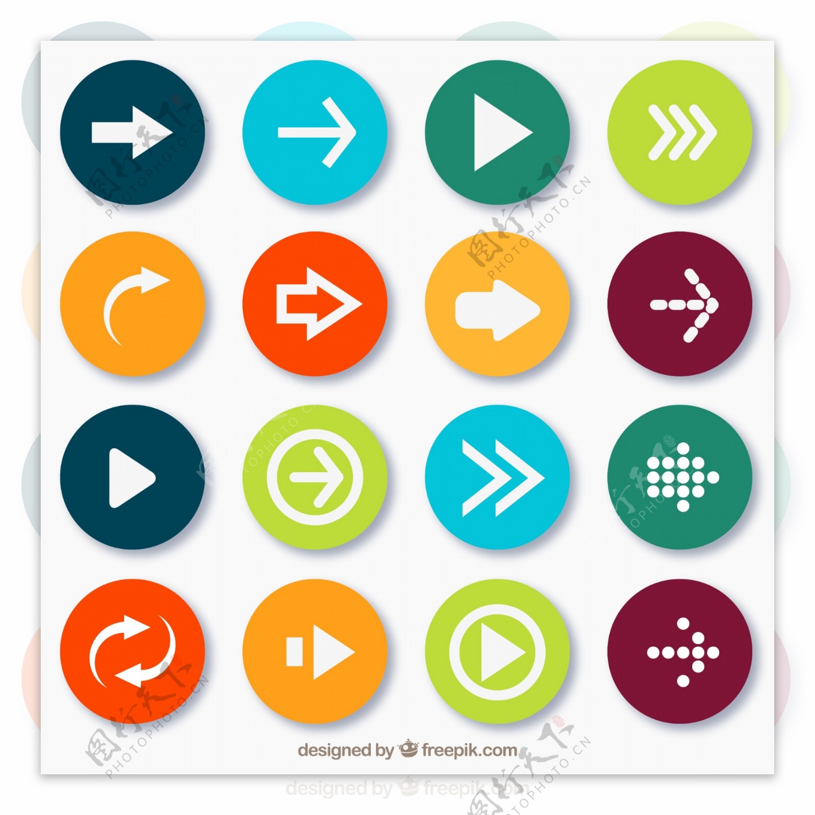 16款精致圆形箭头图标矢量图图片素材-编号32753521-图行天下
