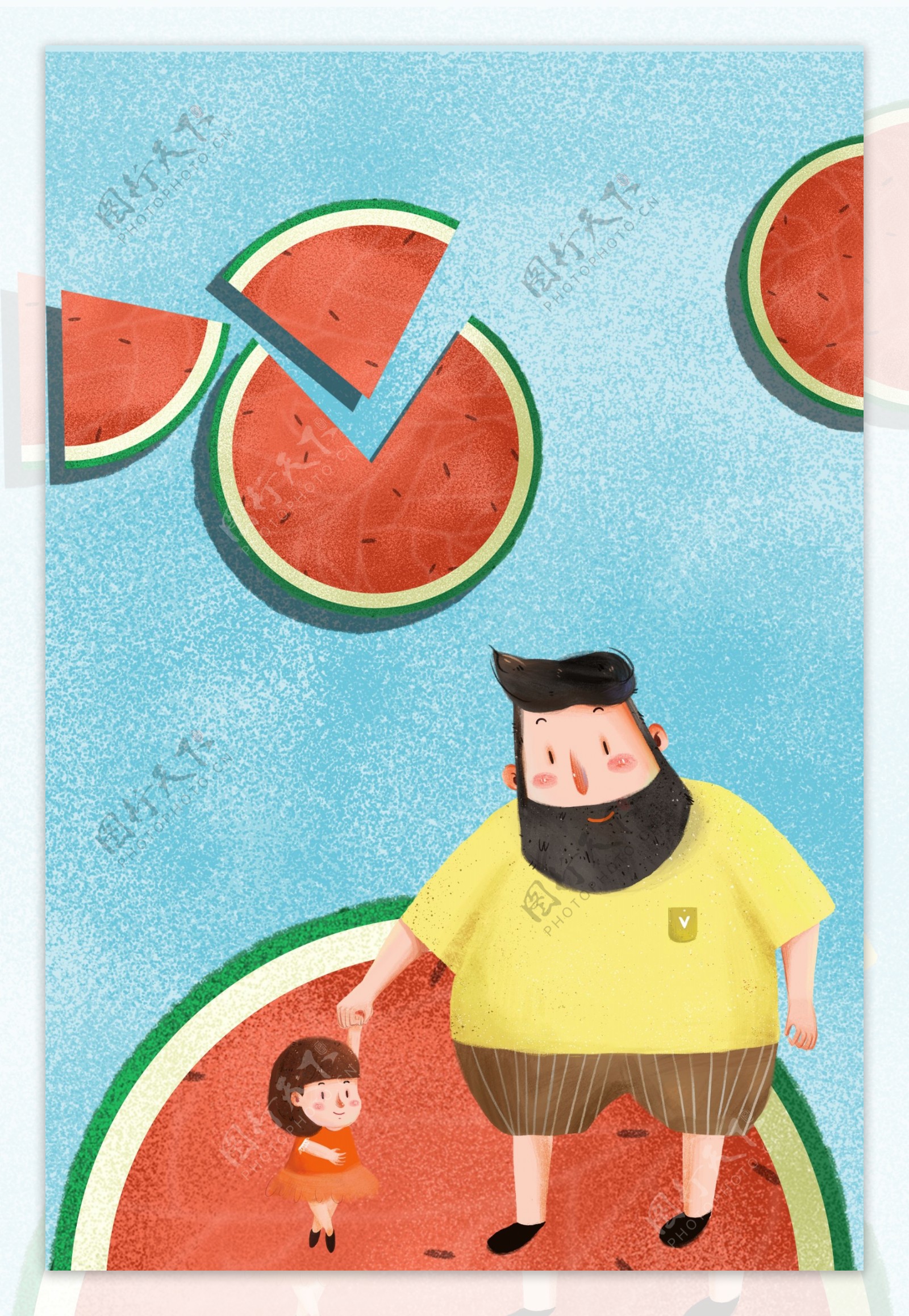 手绘卡通父亲节背景模板图片素材-编号32861211-图行天下